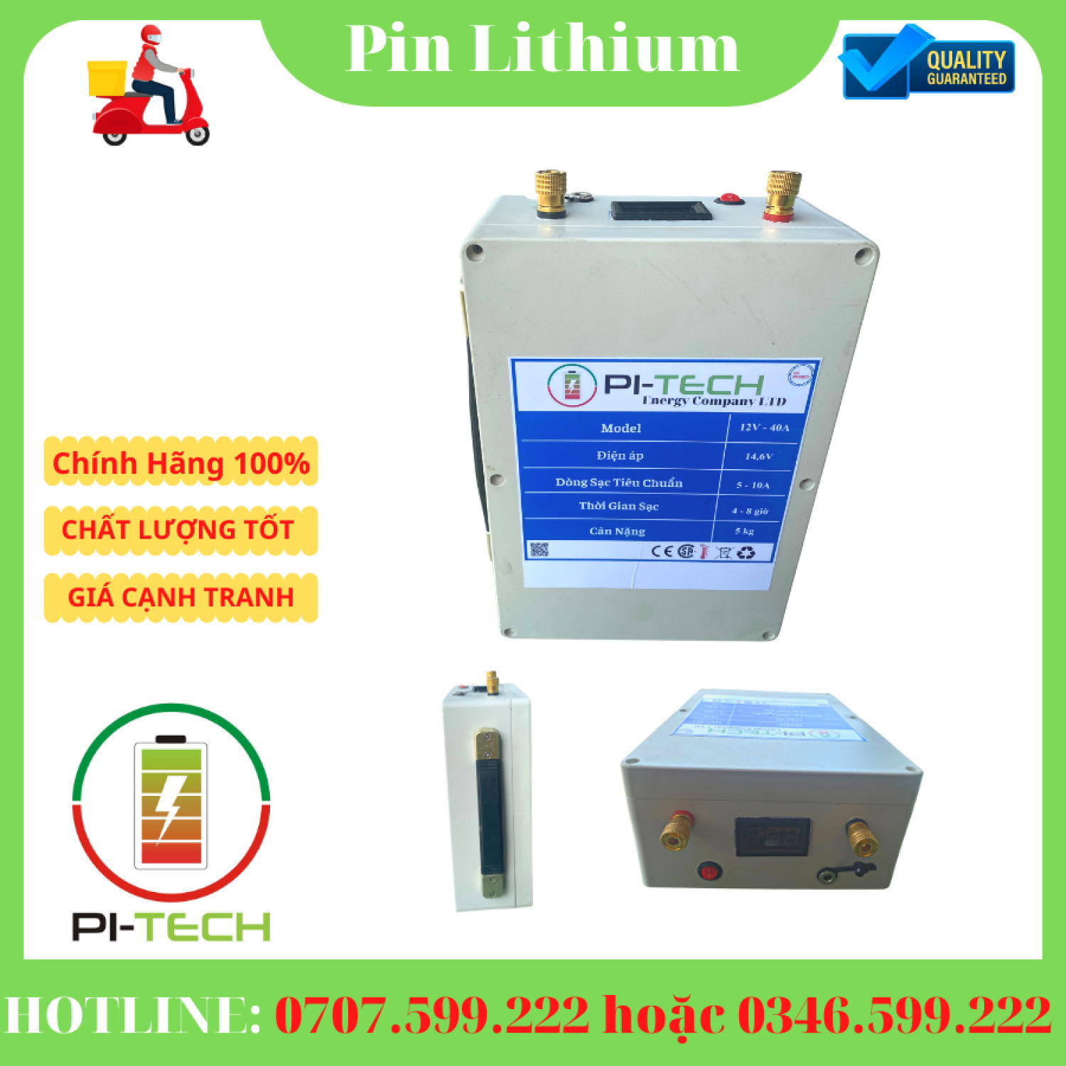 Pin Lithium 12VDC - 40Ah ( 8 cell pin 20Ah Lishen ) - Pin Lithium
