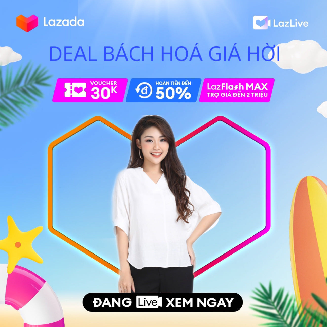 Chào tôi sẽ bắt đầu livestream trên Lazada-Live tại 06-30 13:00. Đừng ...