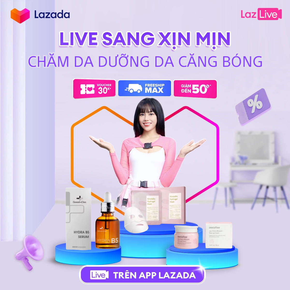 Chào tôi sẽ bắt đầu livestream trên Lazada-Live tại 08-01 21:00. Đừng ...